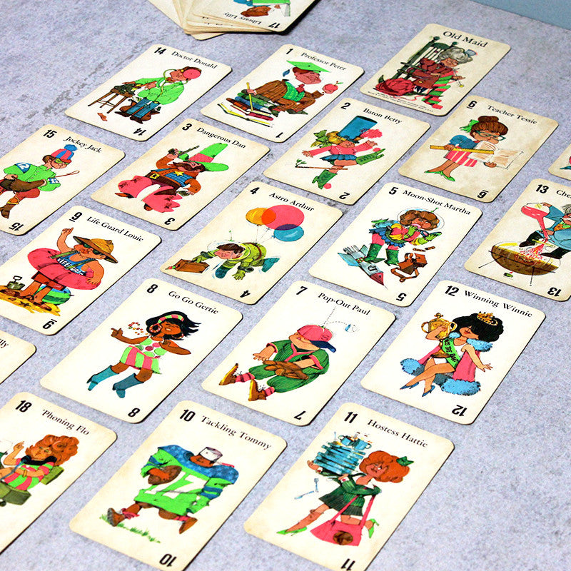 Old Maid Characters Vintage OLD MAID Milton Bradley Game Great